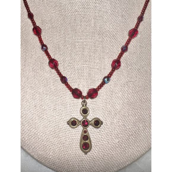 Robert Rose | Jewelry | Vintage Robert Rose Cross Red Bead Necklace ...